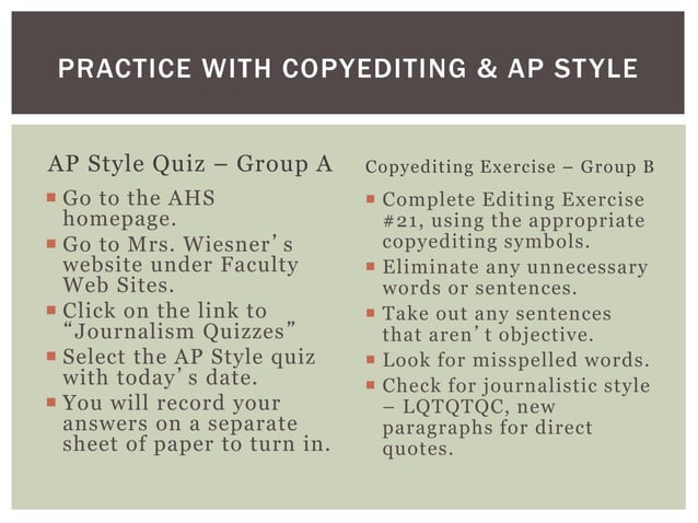 Copy-editing NewSymbols and AP Style.ppt | College Football | College ...