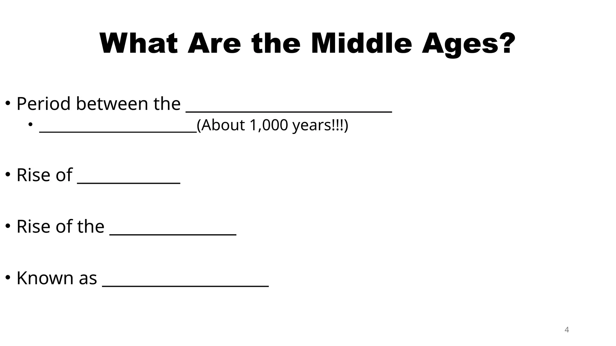 Introduction to the Middle Ages Student Notes Version | PPT