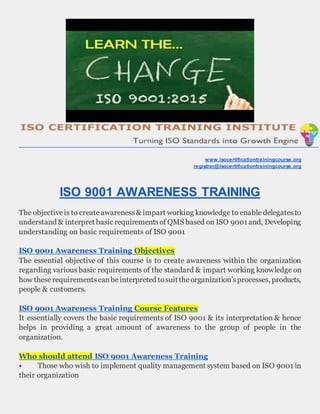 ISO 9001 Training | QMS Training | ISO 9001 Awareness Training | PDF