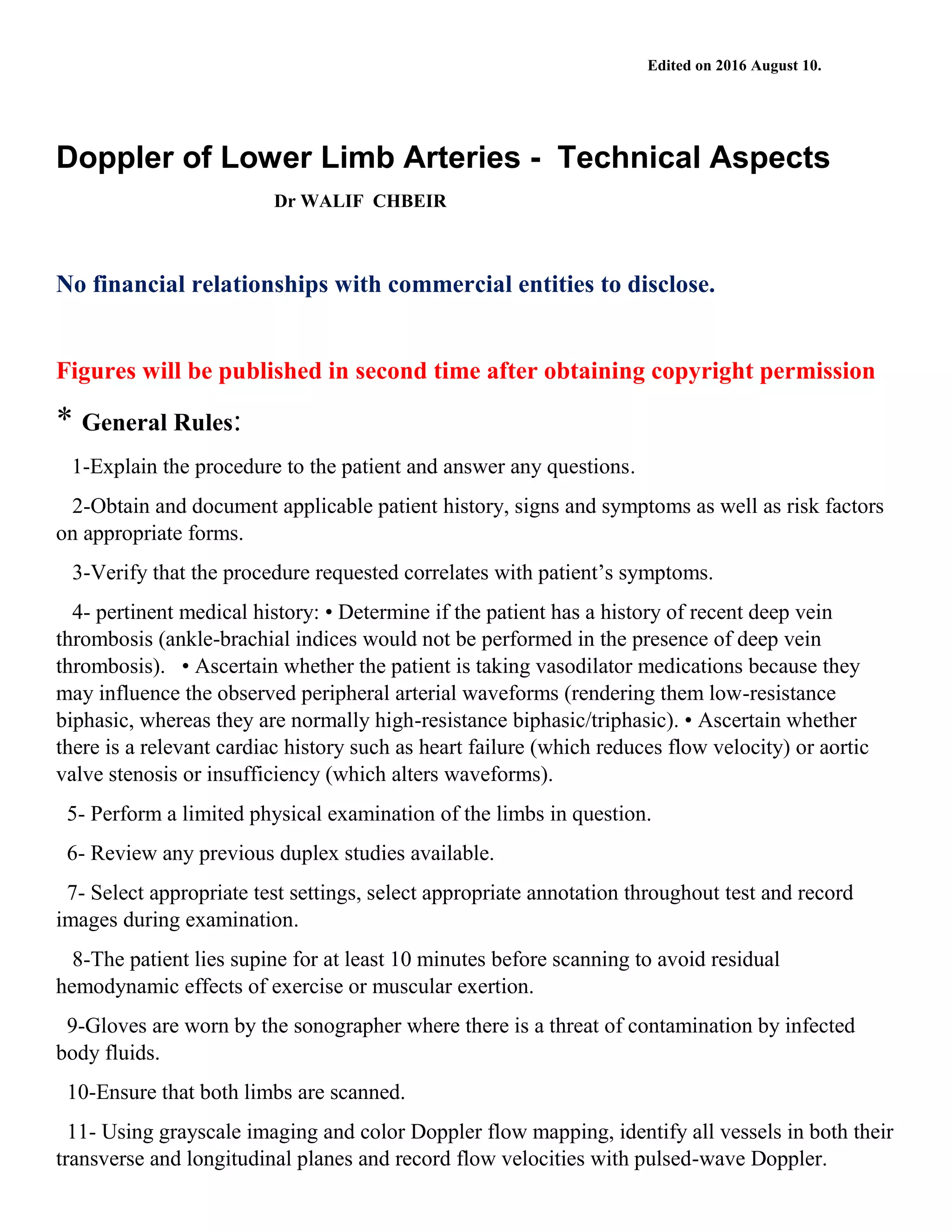 Doppler of Lower Limb Arteries. Technical Aspects. | PDF