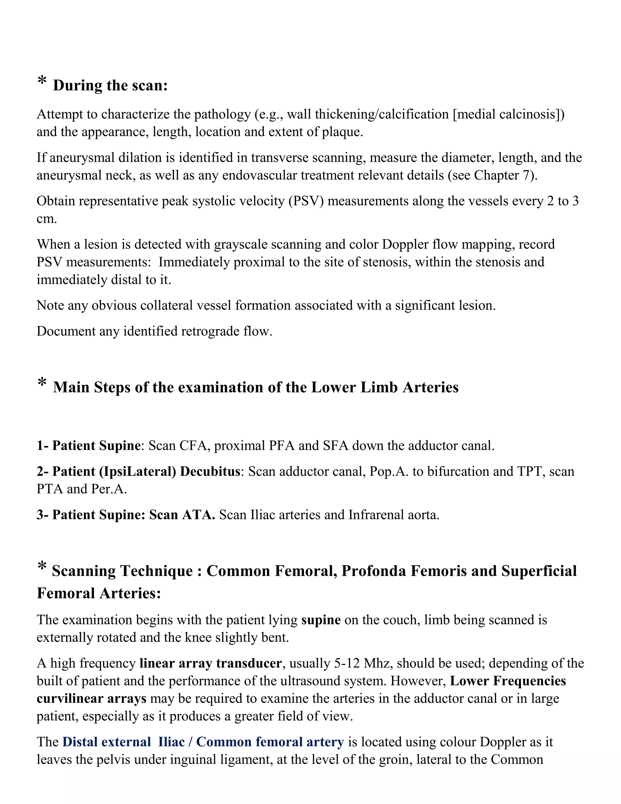 Doppler of Lower Limb Arteries. Technical Aspects. | PDF