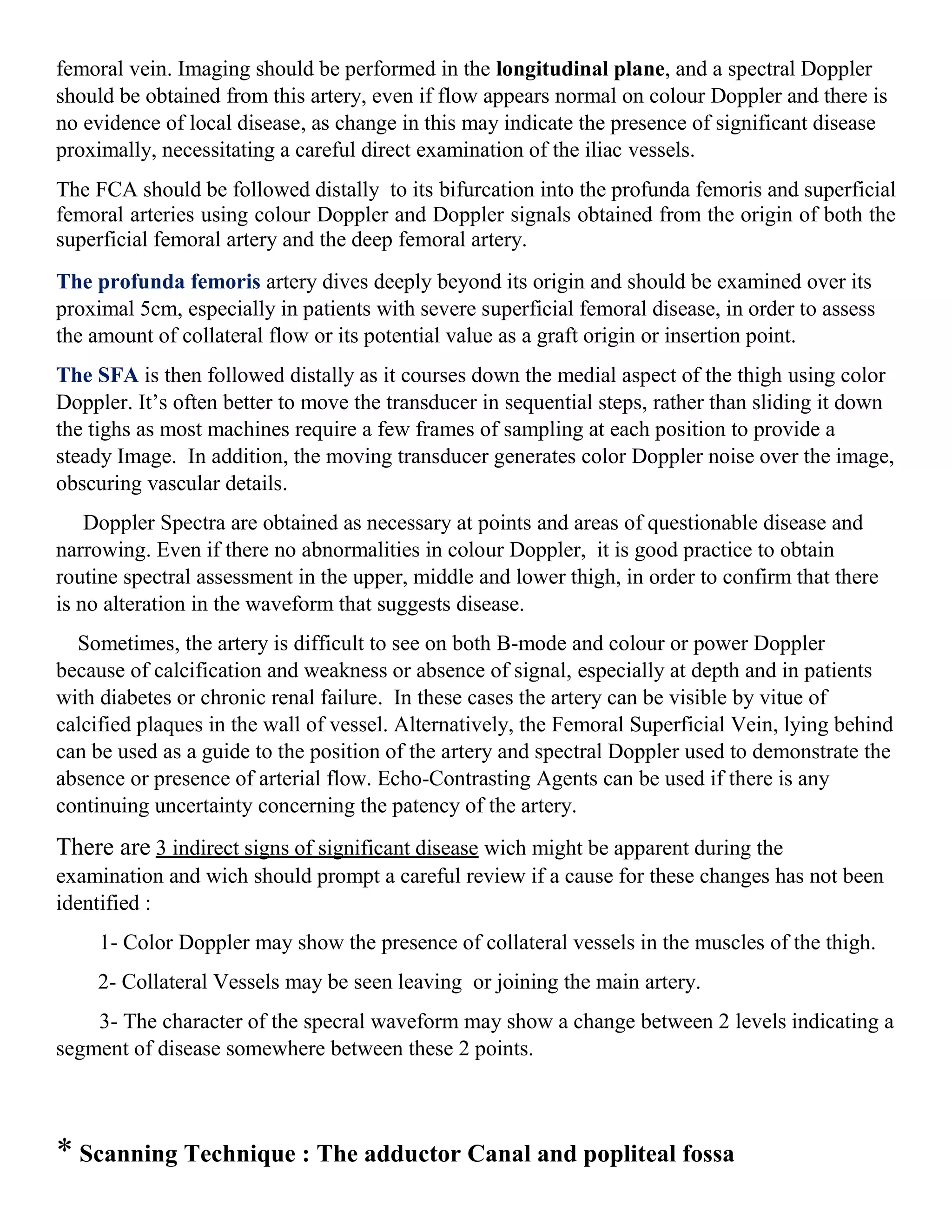 Doppler of Lower Limb Arteries. Technical Aspects. | PDF