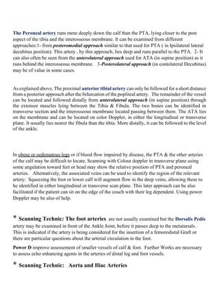 Doppler of Lower Limb Arteries. Technical Aspects. | PDF