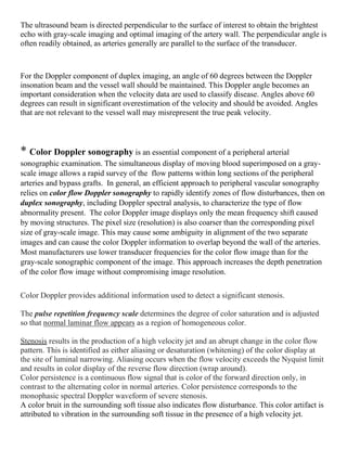 Doppler of Lower Limb Arteries. Technical Aspects. | PDF