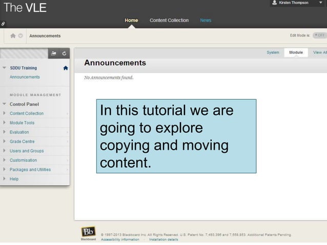 Introduction to Copying and Moving Content in Blackboard Learn 9.1 | PPTX