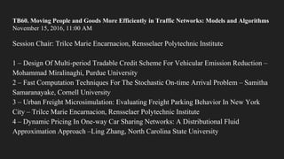 2016 INFORMS TLS Urban Transportation SIG Sessions | PPT