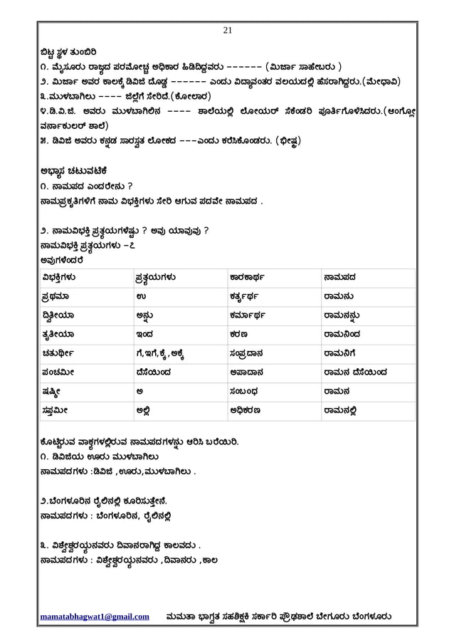 8th kannada notes | PDF