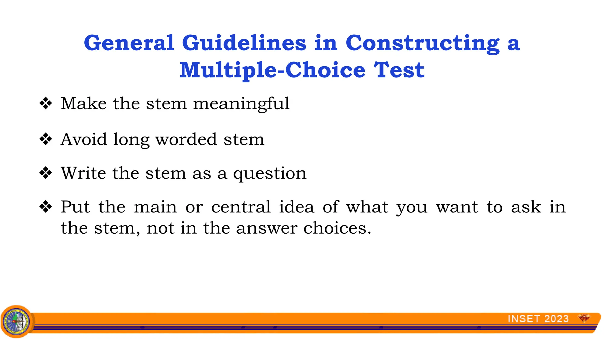Copy of 9-Guidelines Multiple Choice and Matching Type Tests.pptx