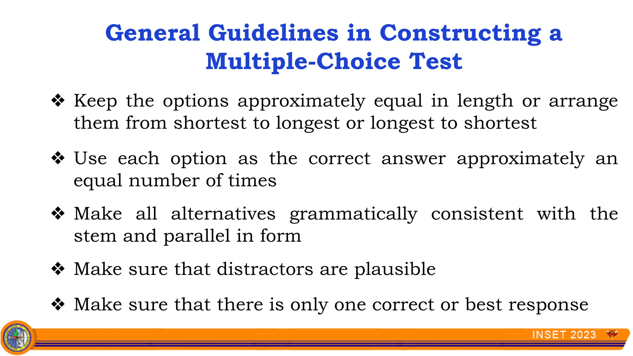 Copy of 9-Guidelines Multiple Choice and Matching Type Tests.pptx