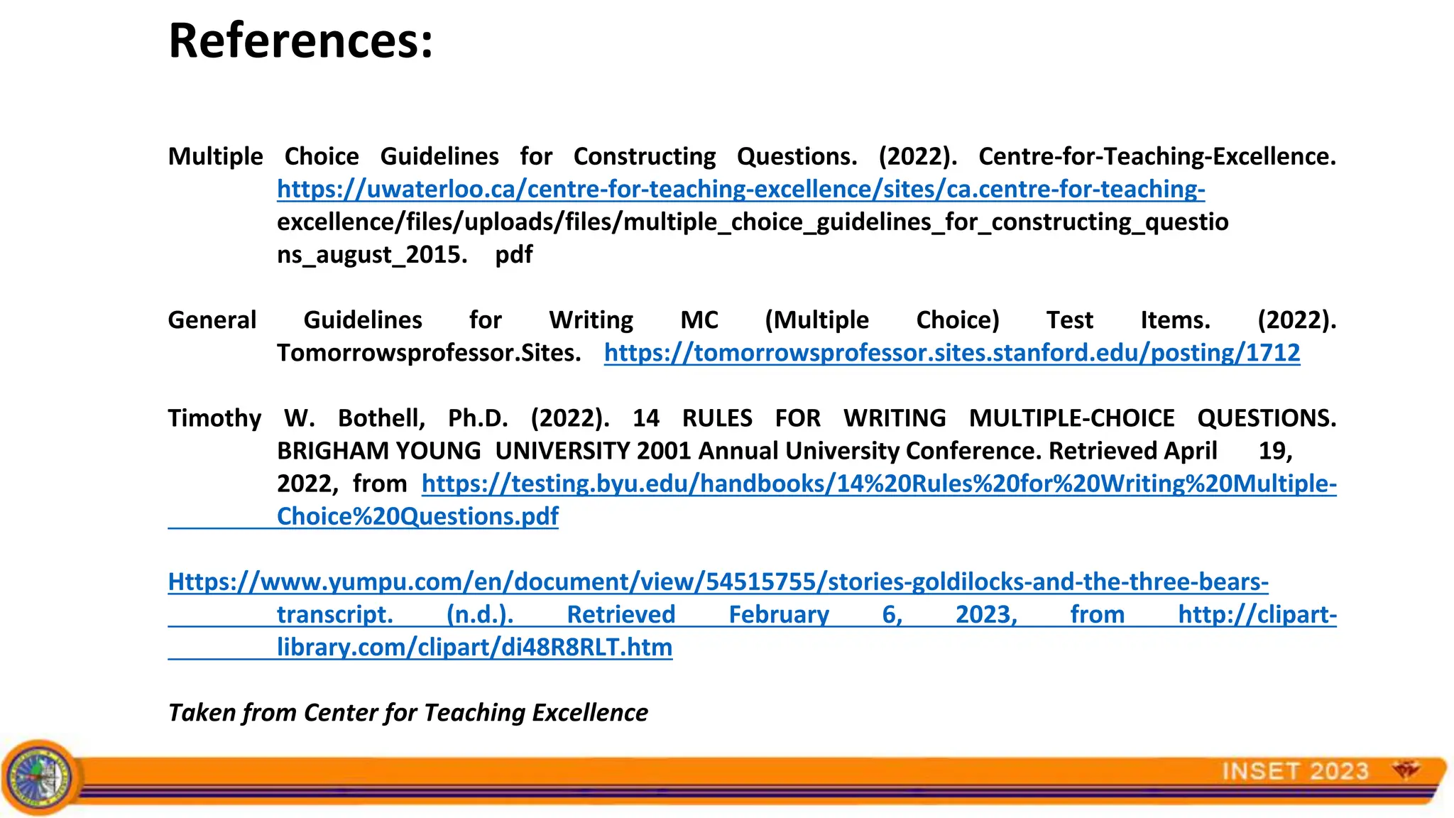 Copy of 9-Guidelines Multiple Choice and Matching Type Tests.pptx