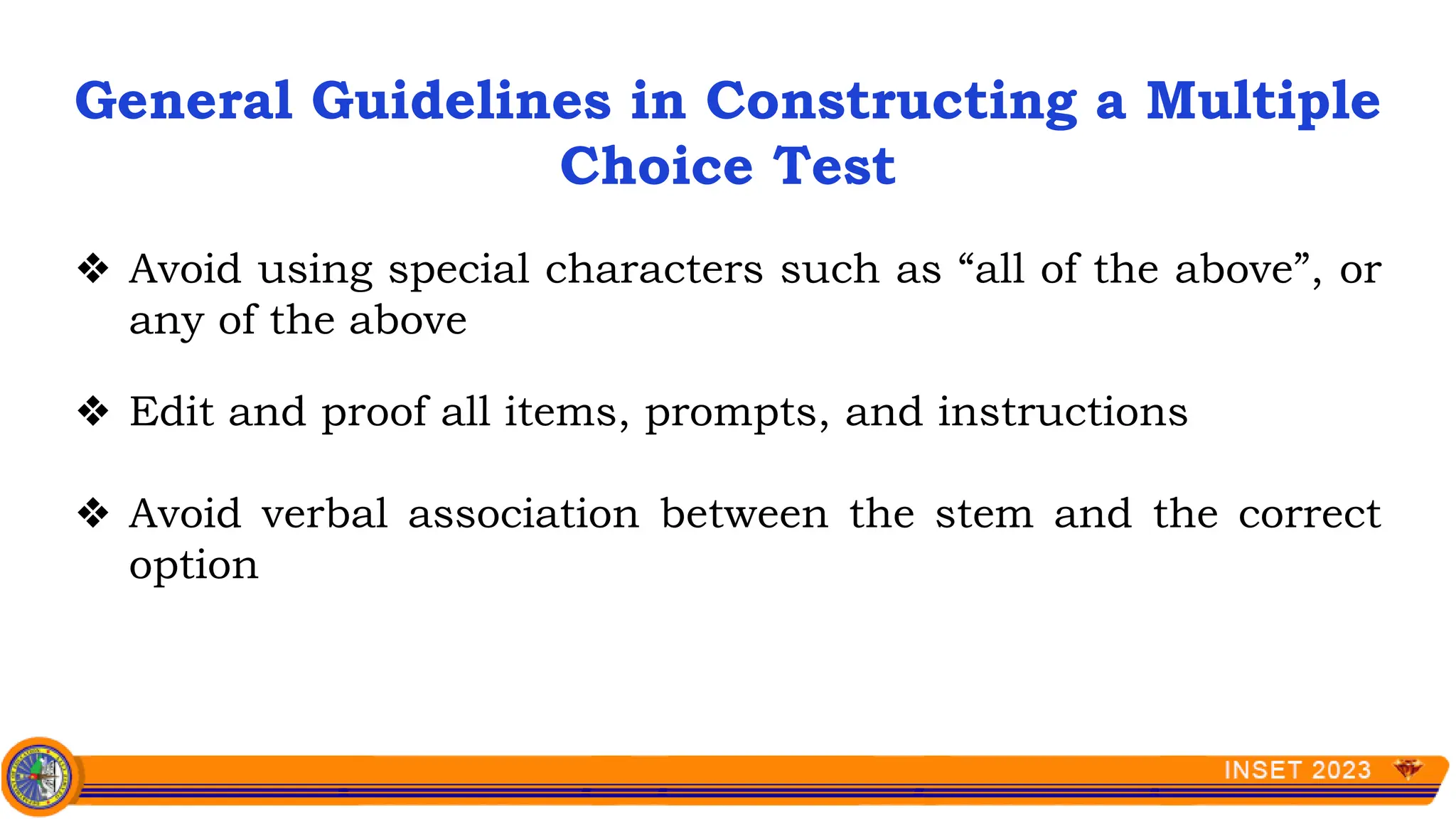 Copy of 9-Guidelines Multiple Choice and Matching Type Tests.pptx