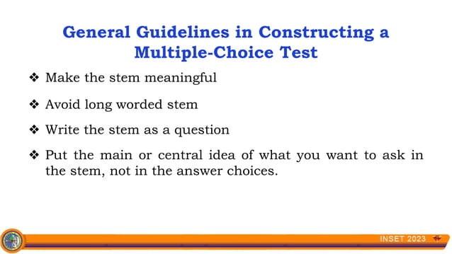 Copy of 9-Guidelines Multiple Choice and Matching Type Tests.pptx ...