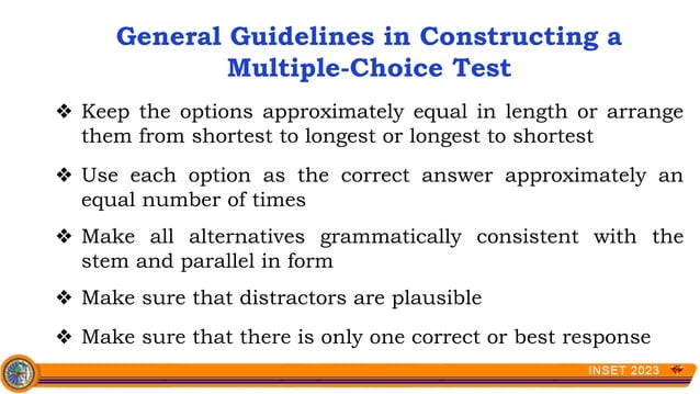 Copy of 9-Guidelines Multiple Choice and Matching Type Tests.pptx ...