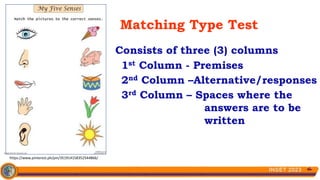 Copy of 9-Guidelines Multiple Choice and Matching Type Tests.pptx