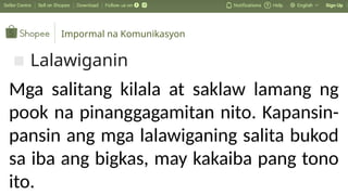 Comprehensive Guide to Informal Communication in Filipino Language | PPTX