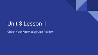 AH 1 Unit 3 lesson 1 CYK Review | PPT
