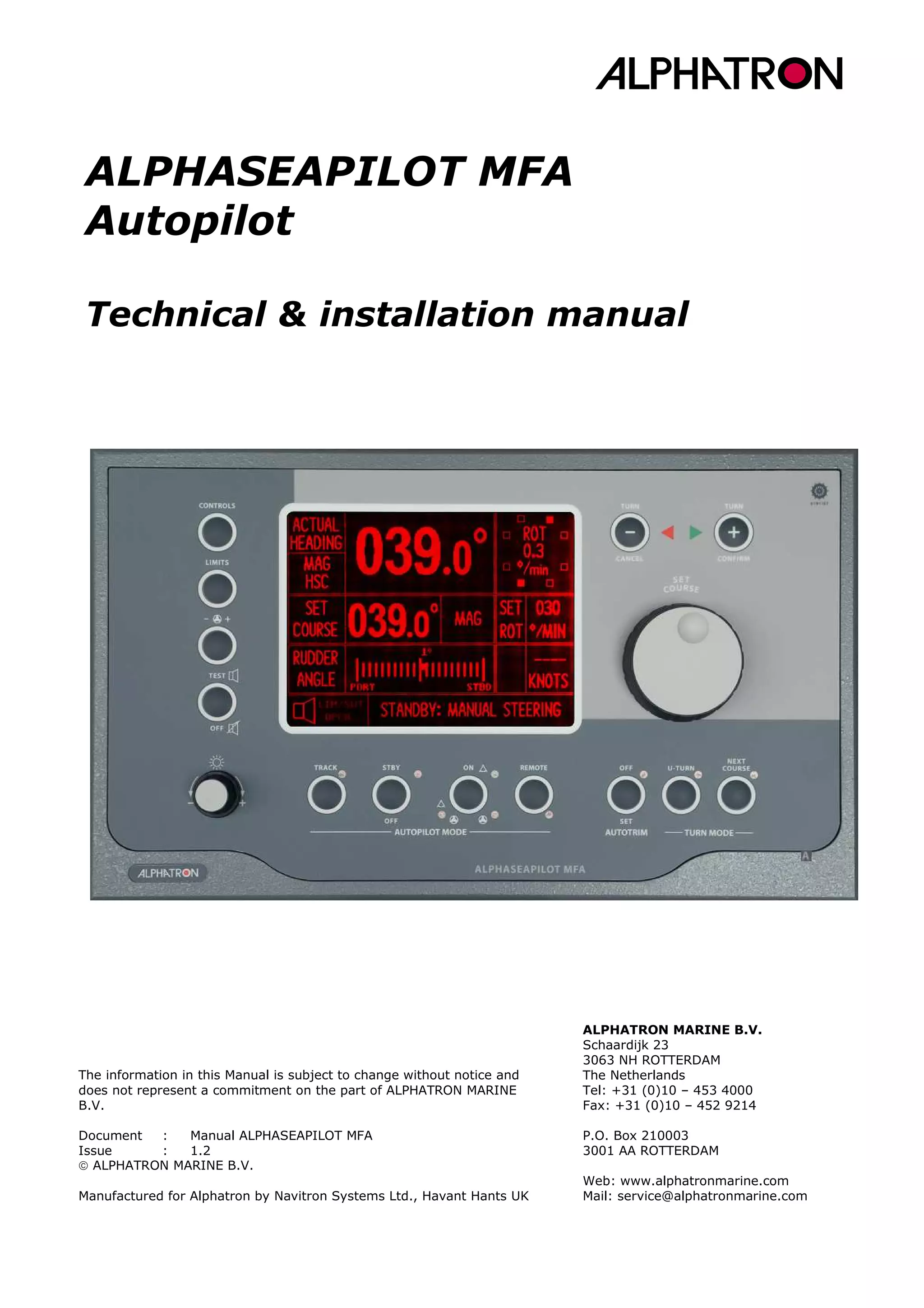 ALPHASEAPILOT MFA Autopilot | PDF