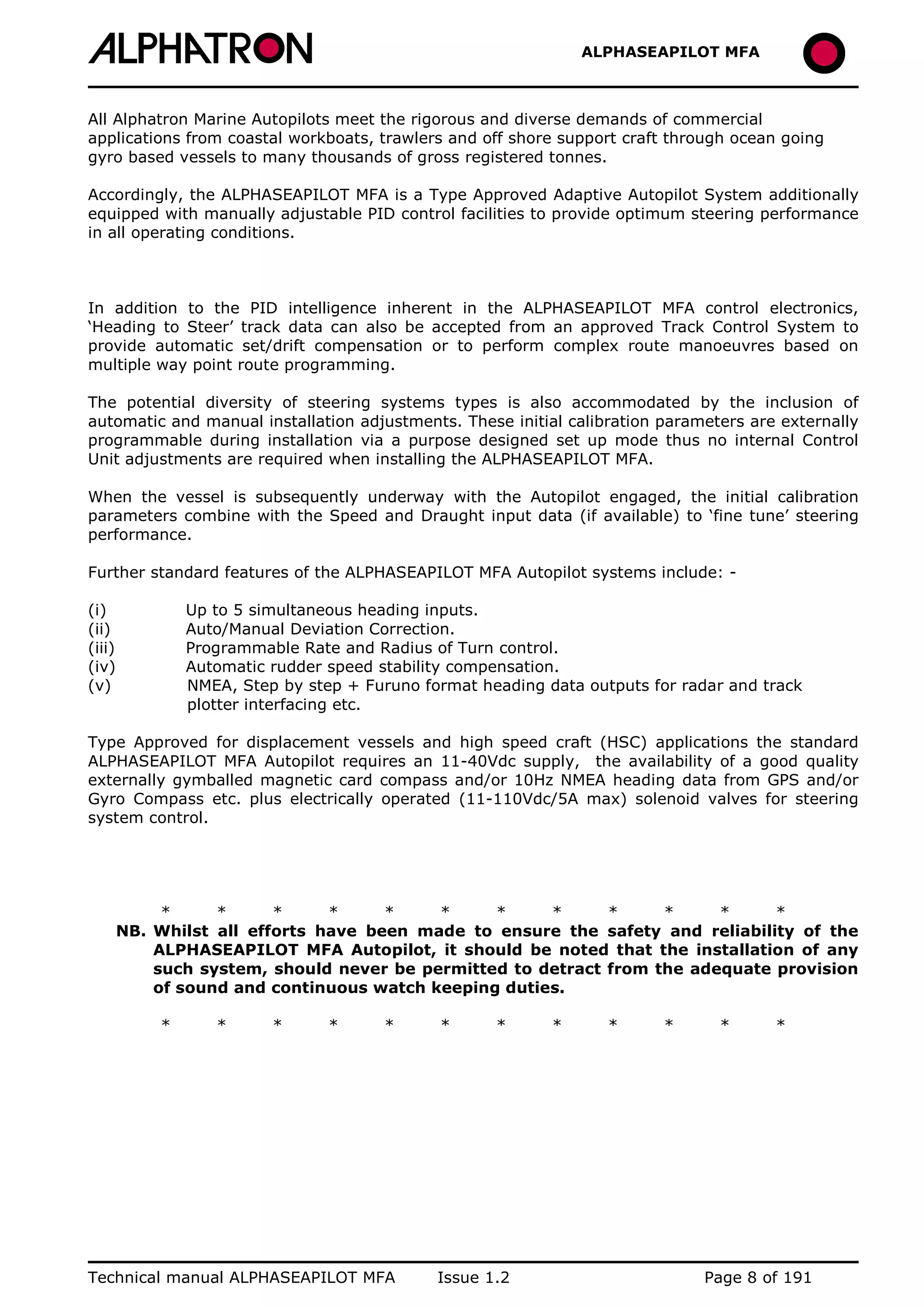 ALPHASEAPILOT MFA Autopilot | PDF