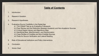 Evaluating Source Credibility in the Digital Age: Integrating Academic ...