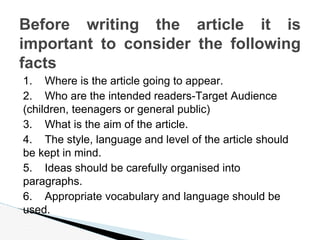 Copy of Article Writing_ class VIII (1).pptx | Social Networking | Internet