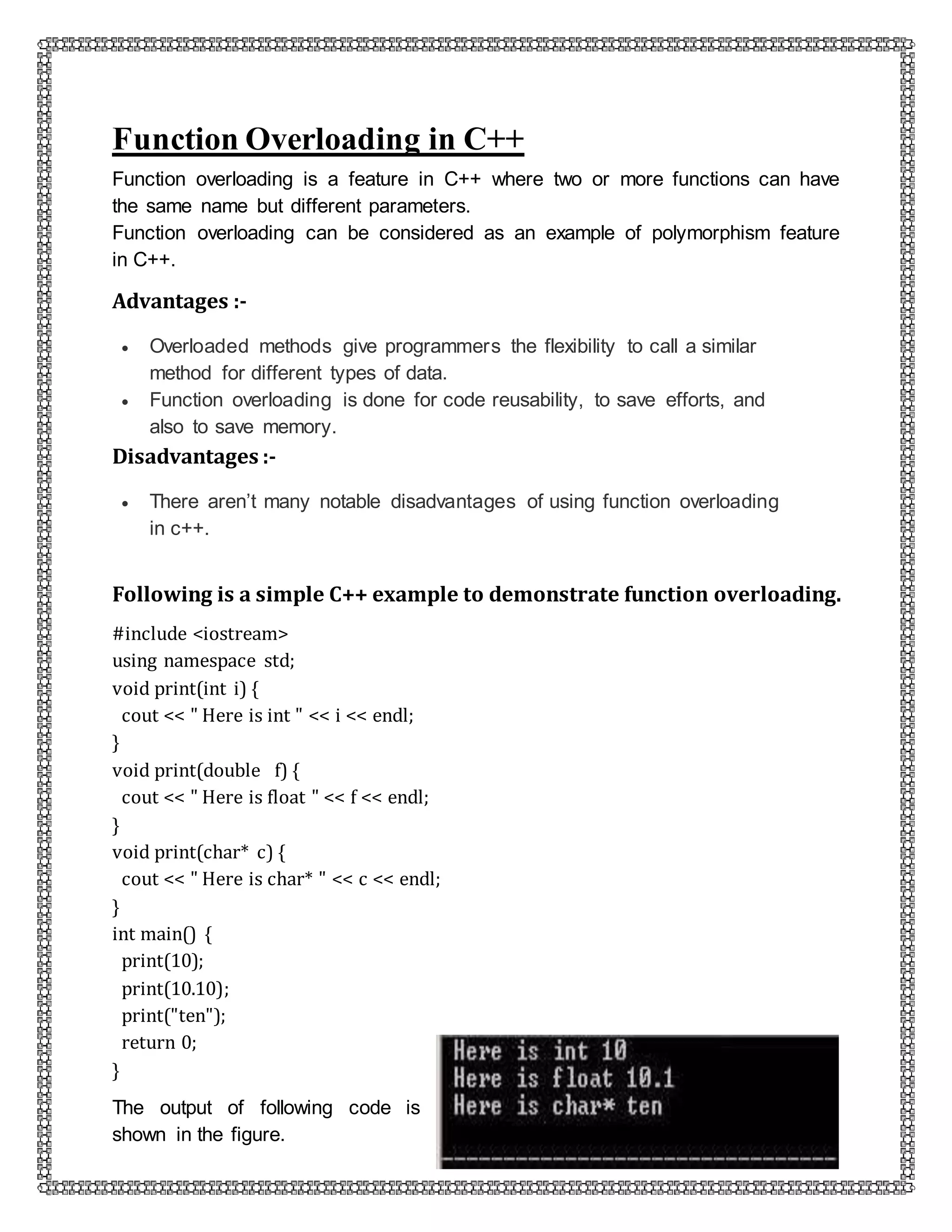 Function Overloading Inline Function And Recursion In C By Faisal Shahzad Pdf