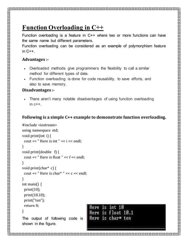 Function Overloadinginline Function And Recursion In C By Faisal Shahzad Pdf
