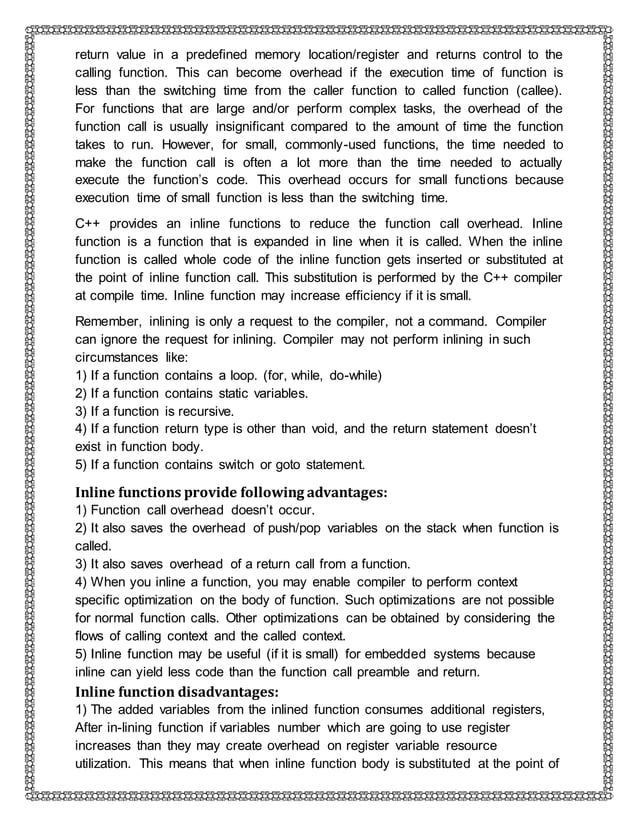 Function Overloadinginline Function And Recursion In C By Faisal Shahzad Pdf