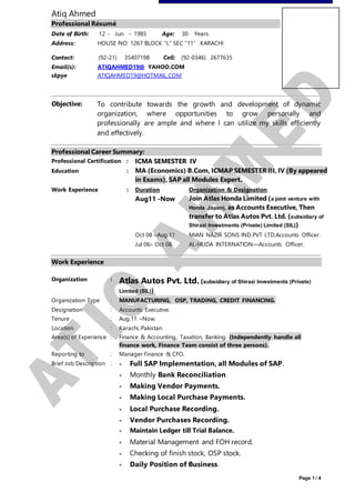 Atiq icmap Updated c.v | DOCX