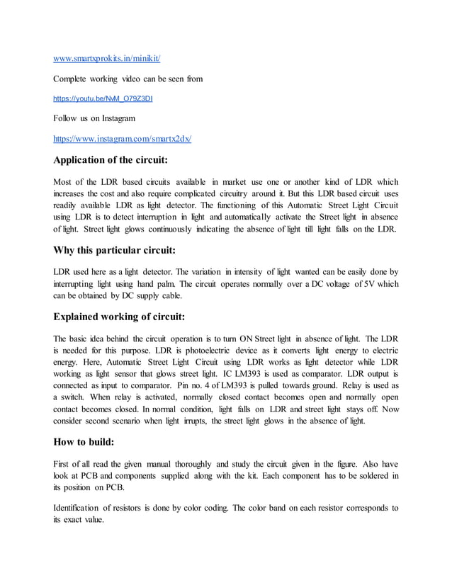Automatic street light circuit using ldr | DOCX