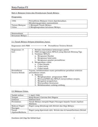 Bab 2: Malayan Union dan Persekutuan Tanah Melayu | PDF