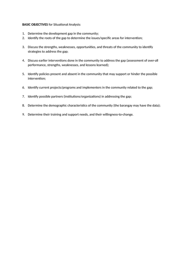 Copy of BASIC OBJECTIVES for Situational Analysis.docx