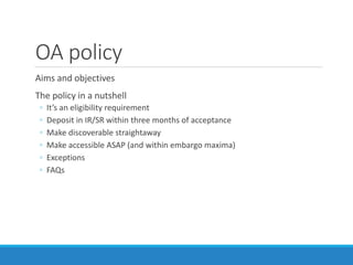 Open access (OA) in the Research Excellence Framework (REF) - Ben ...