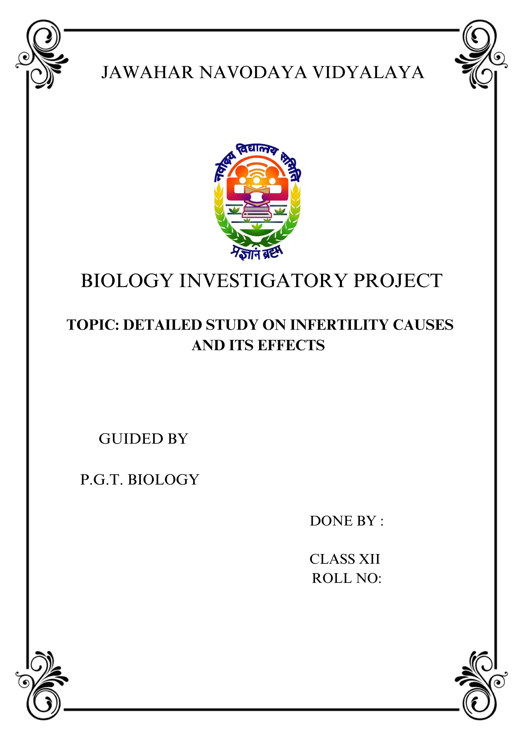 CLASS 12TH BIOLOGY INVESTIGATORY ON INFERTILITY .pdf