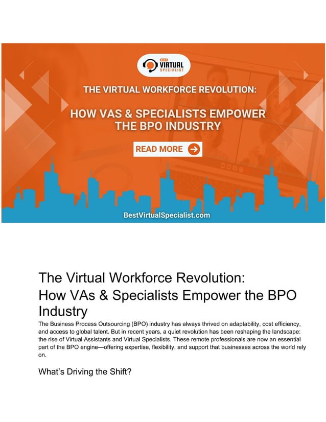 The Virtual Workforce Revolution: How VAs & Specialists Empower the BPO ...