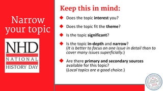 Copy of Choosing a Topic for NHD | PPTX