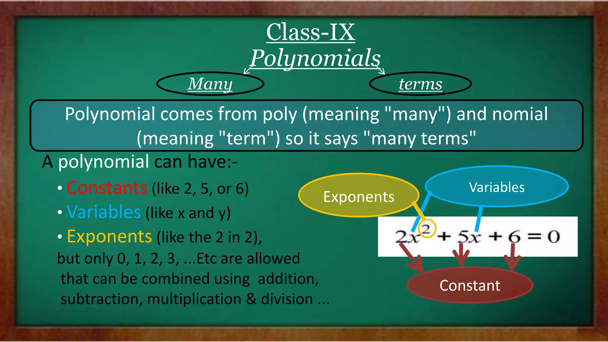Polynomials for class 9th | PPT