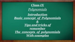 Polynomials for class 9th | PPT