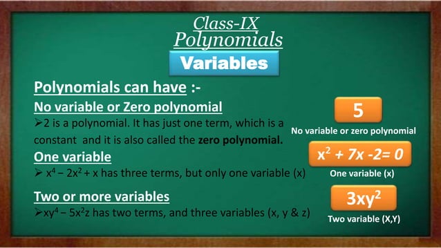 Polynomials for class 9th | PPT