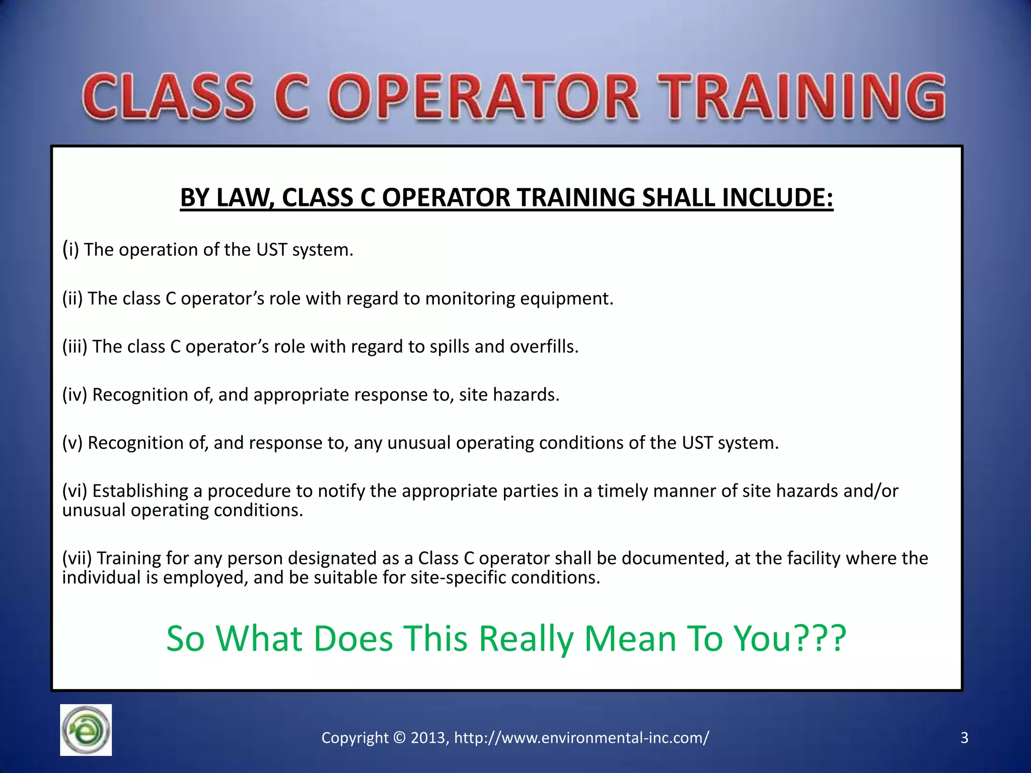 Class C UST Training | PPTX