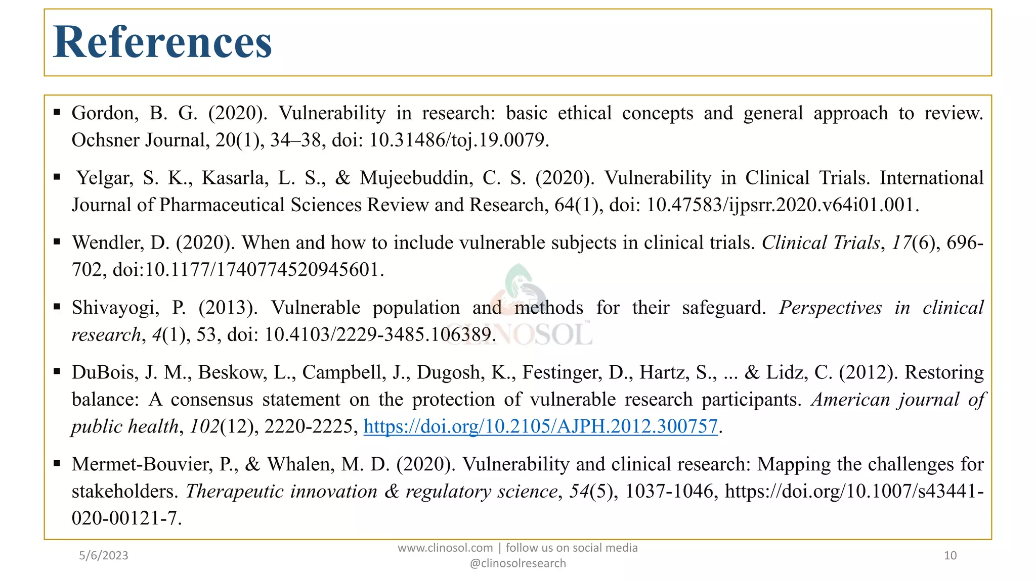 Using Vulnerable Populations in Clinical Research. | PPTX