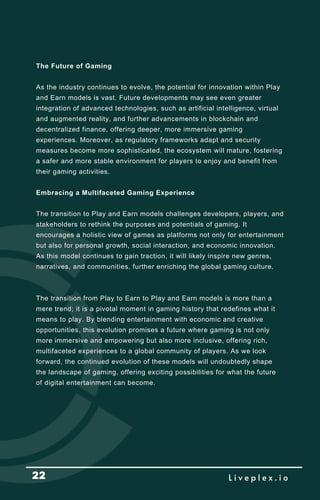 Play to Earn and Play & Earn Models: Evolution, Empowerment, and ...