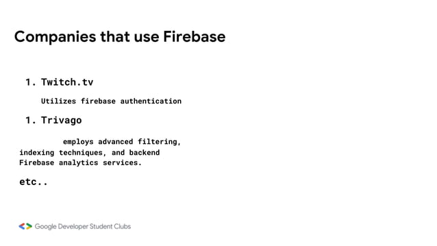 Introduction to Firebase Workshop Slides | PPT Introduction to Firebase Workshop Slides | PPT