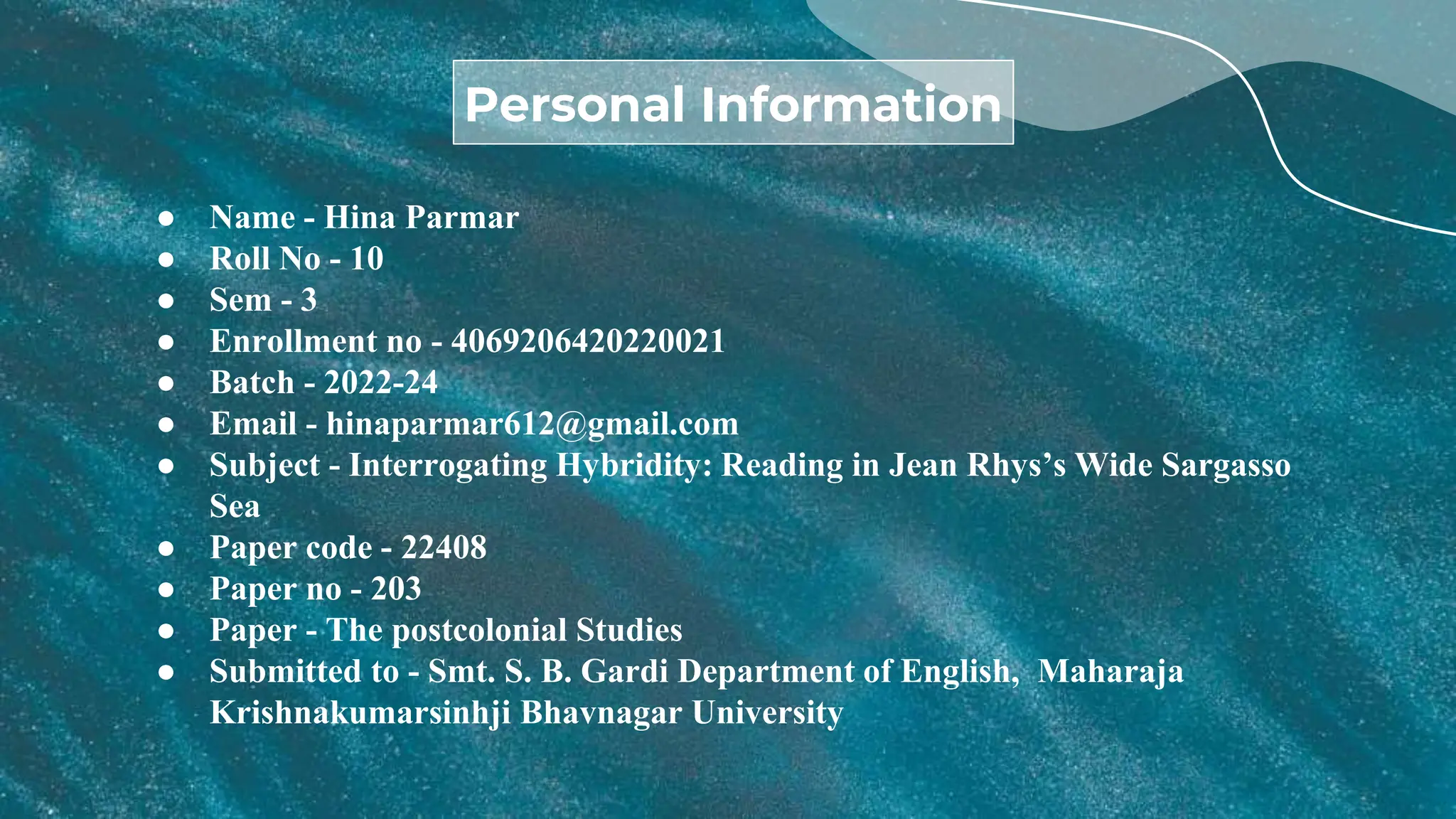 Interrogating Hybridity- Reading in Jean Rhys’s 'Wide Sargasso Sea' | PPT