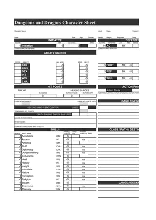 Copy of copy of sharable d%26 d 4th ed. character sheet template | PDF
