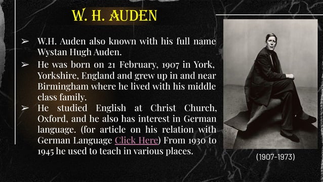 Wystan Hugh Auden and his Poems | PDF | Poetry | Books and Literature