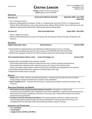 Cristina Lawson's Resume | PDF