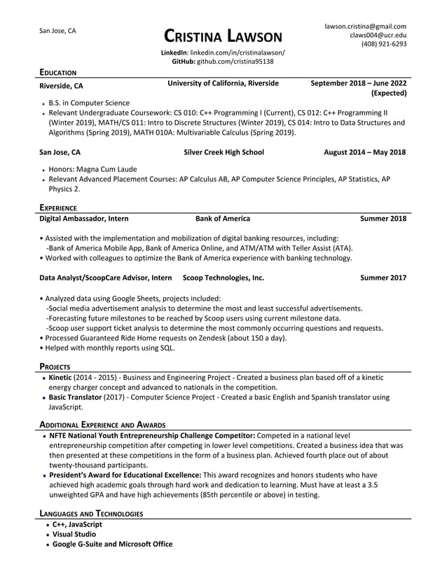 Cristina Lawson's Resume | PDF