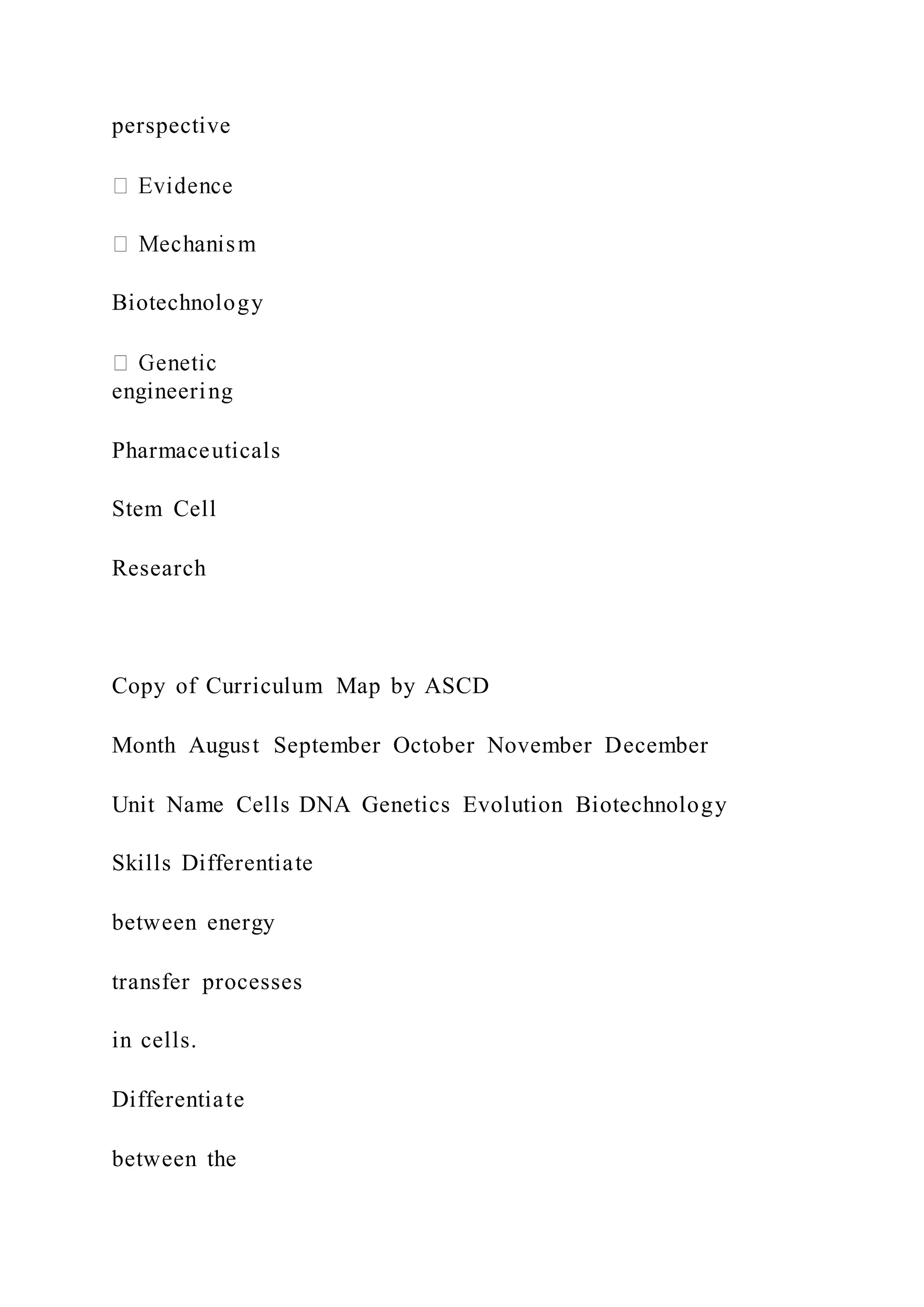Copy of Curriculum Map by ASCD Biology 1 Curriculum Map | DOCX | Health ...