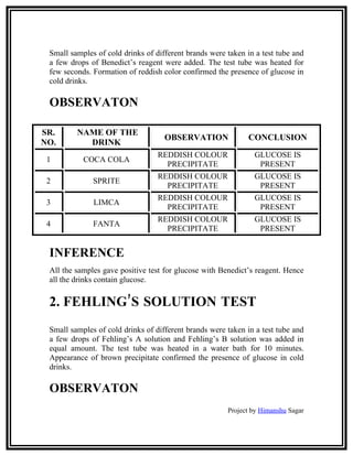 Copy Of Determination Of The Contents Of Cold Drinks | DOC