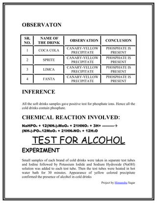 Copy Of Determination Of The Contents Of Cold Drinks | DOC